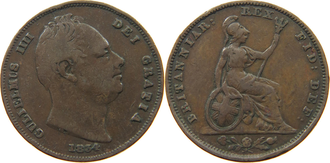 Großbritannien Farthing 1834 William IV. s-ss | MA-Shops