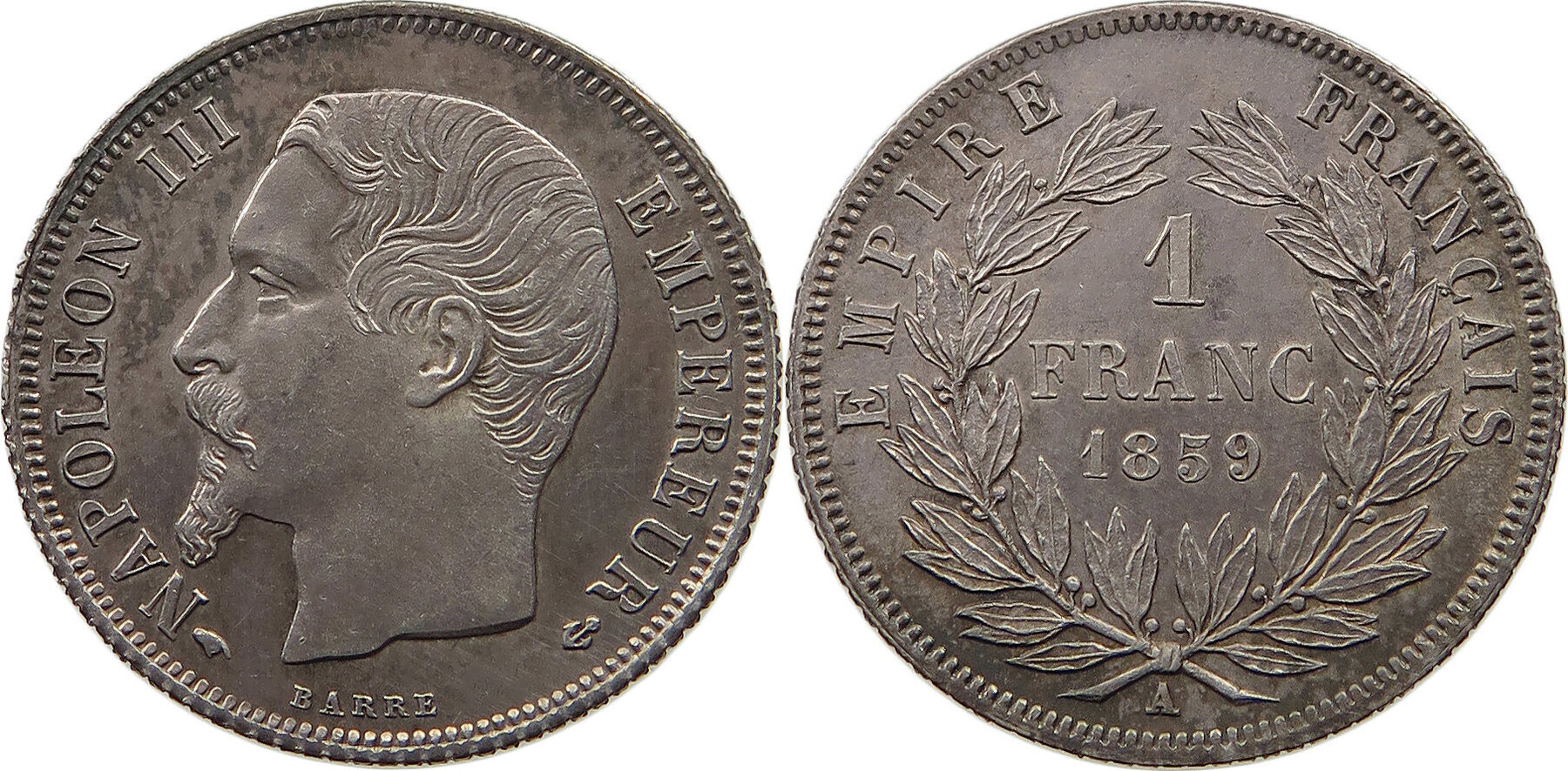 FRANCE FRANC 1859 A Napoleon III. (1852-1870) VZ | MA-Shops