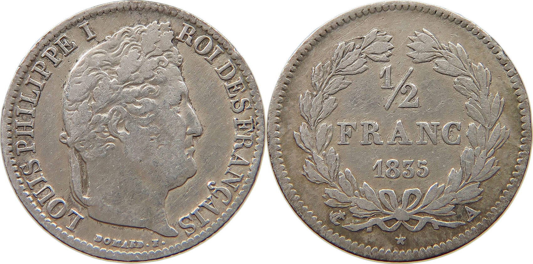 FRANCE 1/2 DEMI FRANC 1835 A LOUIS PHILIPPE I. (1830-1848) SS | MA-Shops