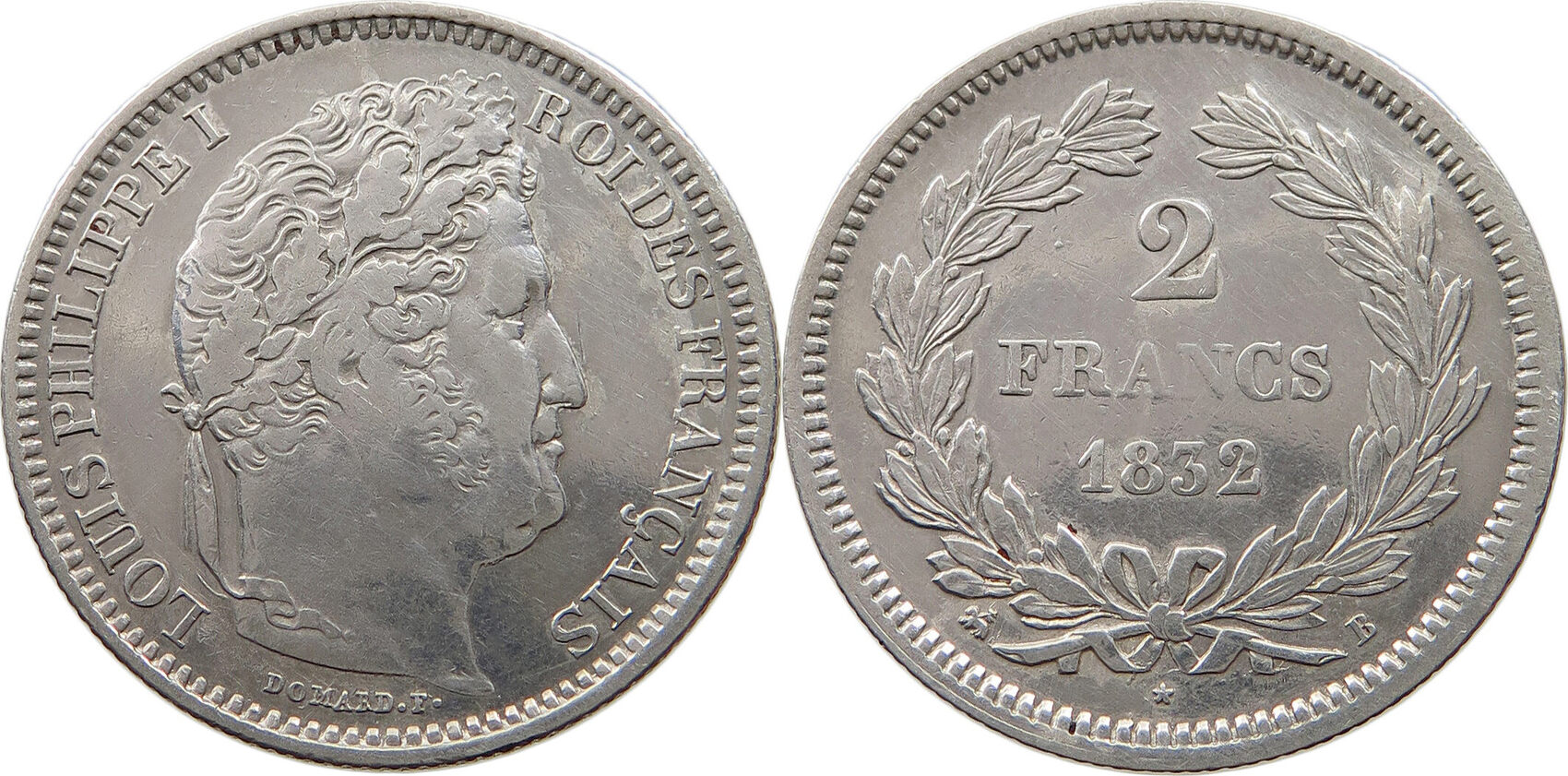 FRANCE 2 FRANCS 1832 B LOUIS PHILIPPE I. (1830-1848) SS | MA-Shops
