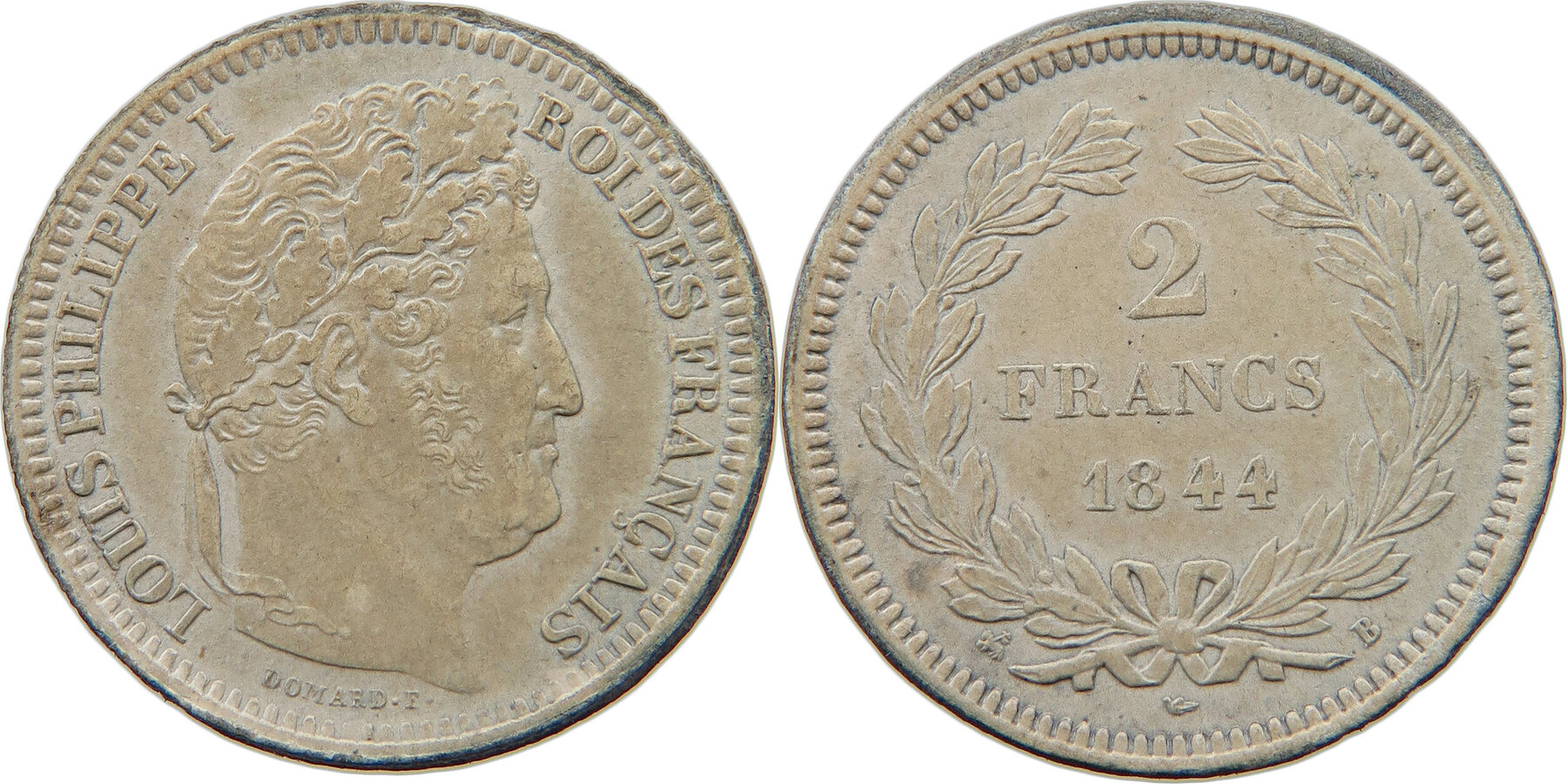 FRANCE 1844 B Ludwig Philipp I. (1830-1848) 2 FRANCS 1844 Cardboard ...