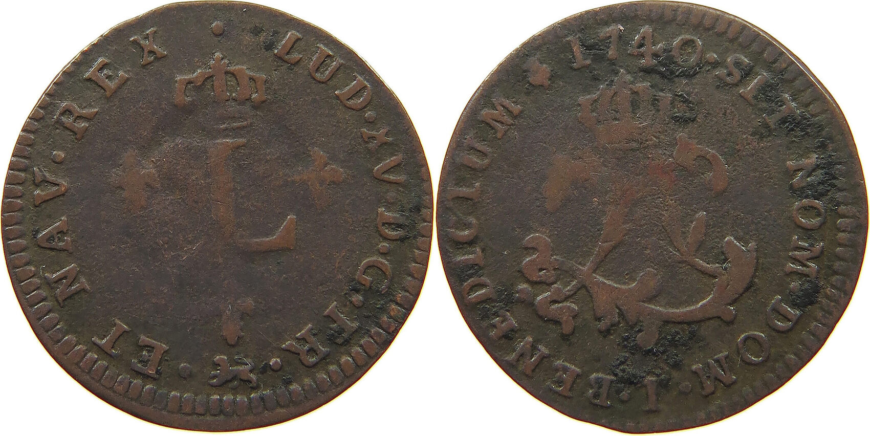 FRANCE 2 SOLS 1740 T NANTES LOUIS XV. (1715–1774) RARE SS- | MA-Shops