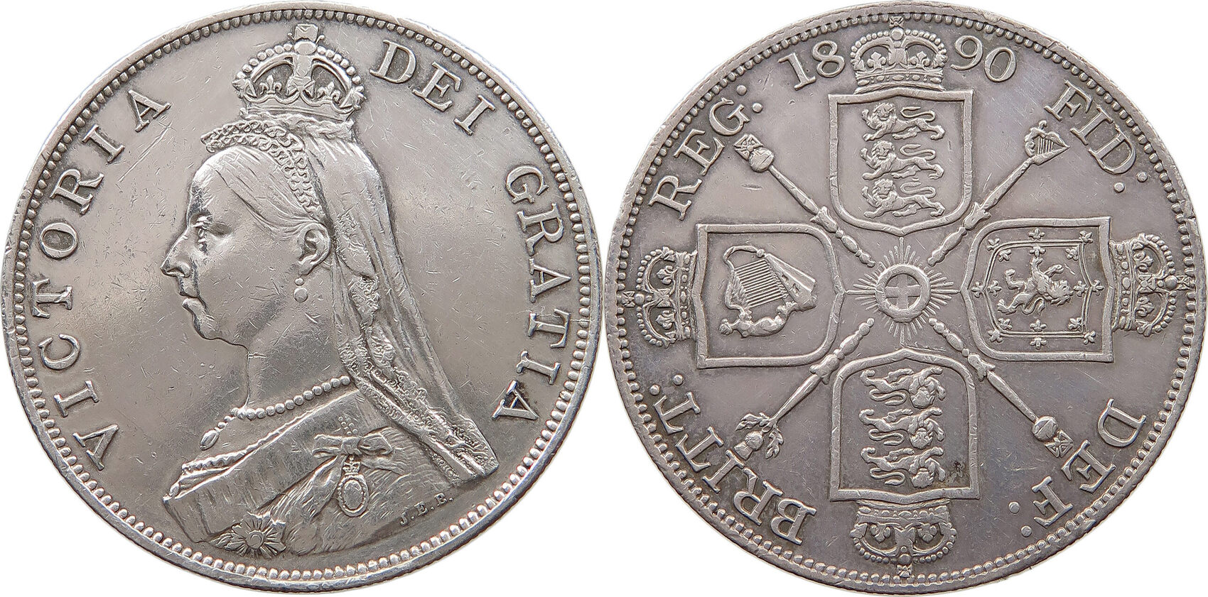 GREAT BRITAIN DOUBLE FLORIN 1890 Victoria 1837-1901 SS+ | MA-Shops