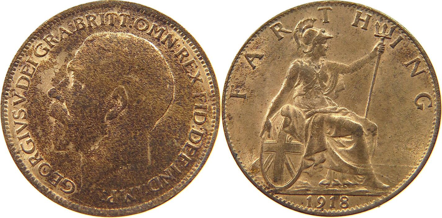 GREAT BRITAIN FARTHING 1918 George V. (1910-1936) VZ | MA-Shops