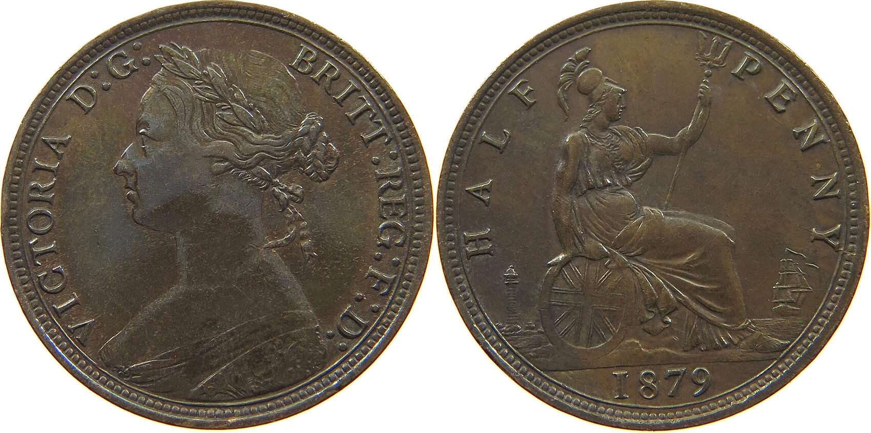 GREAT BRITAIN HALF PENNY 1879 Victoria 1837-1901 VZ- | MA-Shops