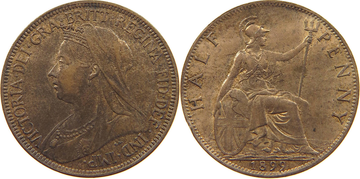 GREAT BRITAIN HALF PENNY 1899 Victoria 1837-1901 SS+ | MA-Shops