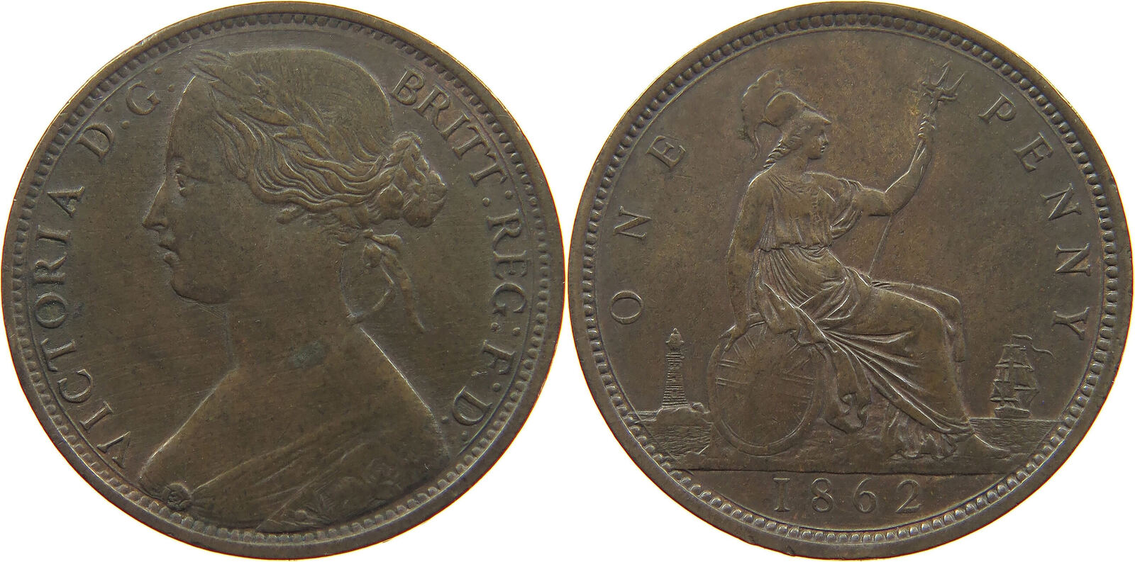 GREAT BRITAIN PENNY 1862 Victoria 1837-1901 VZ- | MA-Shops