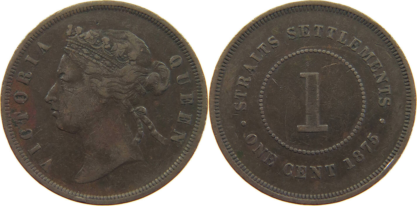STRAITS SETTLEMENTS CENT 1875 Victoria 1837-1901 SS | MA-Shops