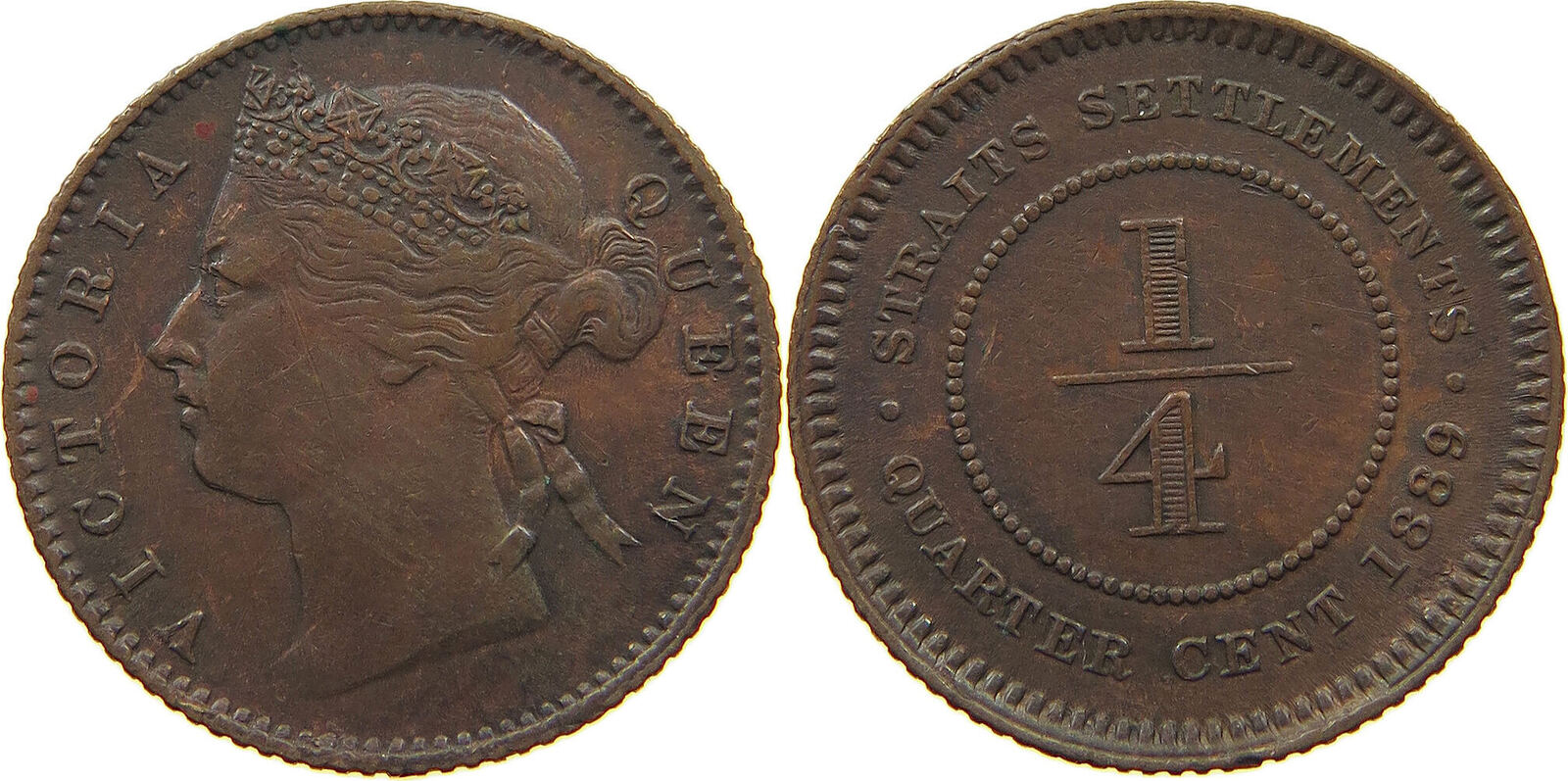 STRAITS SETTLEMENTS 1/4 CENT 1889 Victoria 1837-1901 SS | MA-Shops