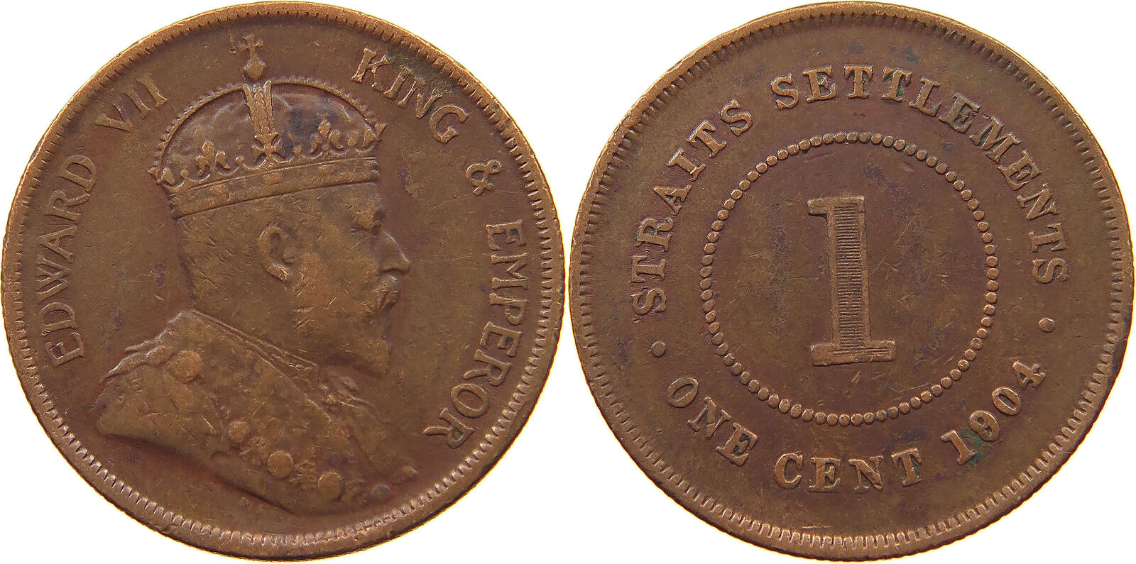STRAITS SETTLEMENTS CENT 1904 Edward VII 1901 1910 SS MA Shops