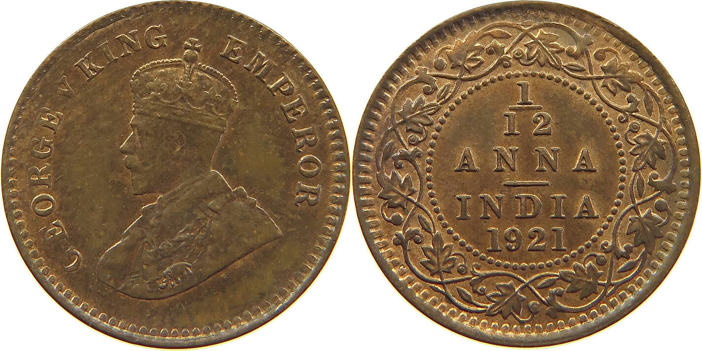 INDIA BRITISH 1/12 ANNA 1921 George V. (1910-1936) VZ | MA-Shops