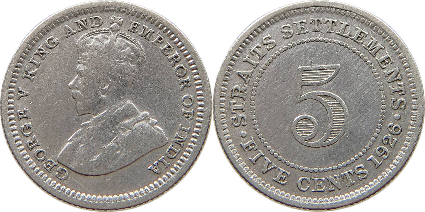 STRAITS SETTLEMENTS 5 CENTS 1926 George V. (1910-1936) SS | MA-Shops