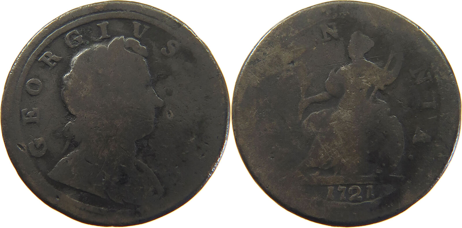 GREAT BRITAIN HALFPENNY 1721 George I. (1714-1727) S | MA-Shops