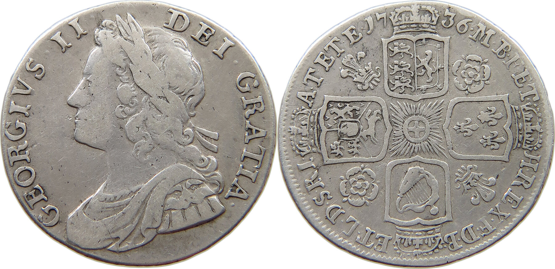 GREAT BRITAIN SHILLING 1736 George II. 1727-1760. SS- | MA-Shops