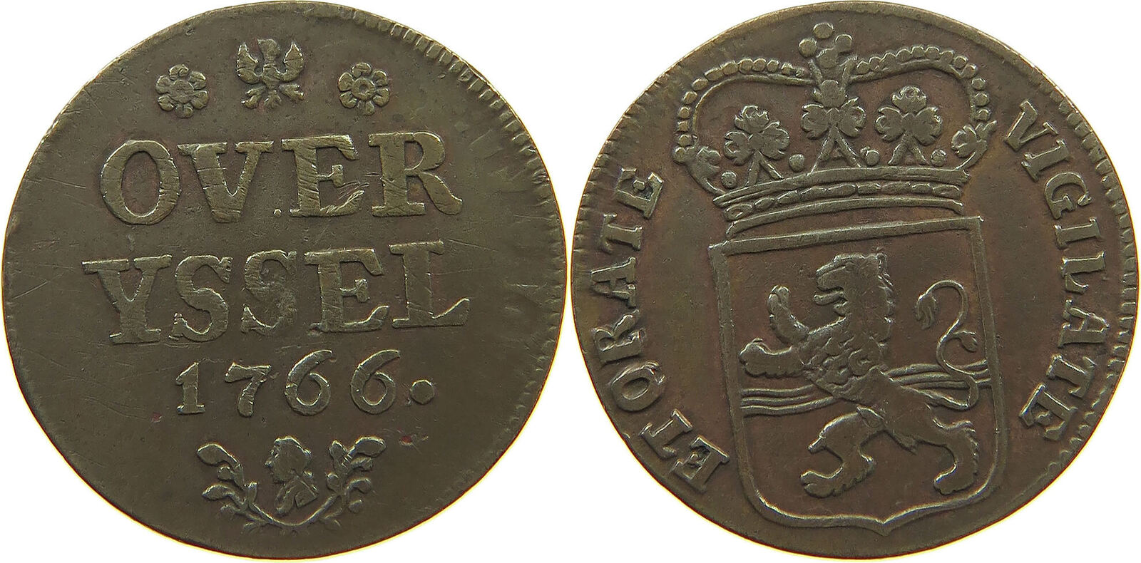 NETHERLANDS OVERIJSSEL DUIT 1766 SS | MA-Shops