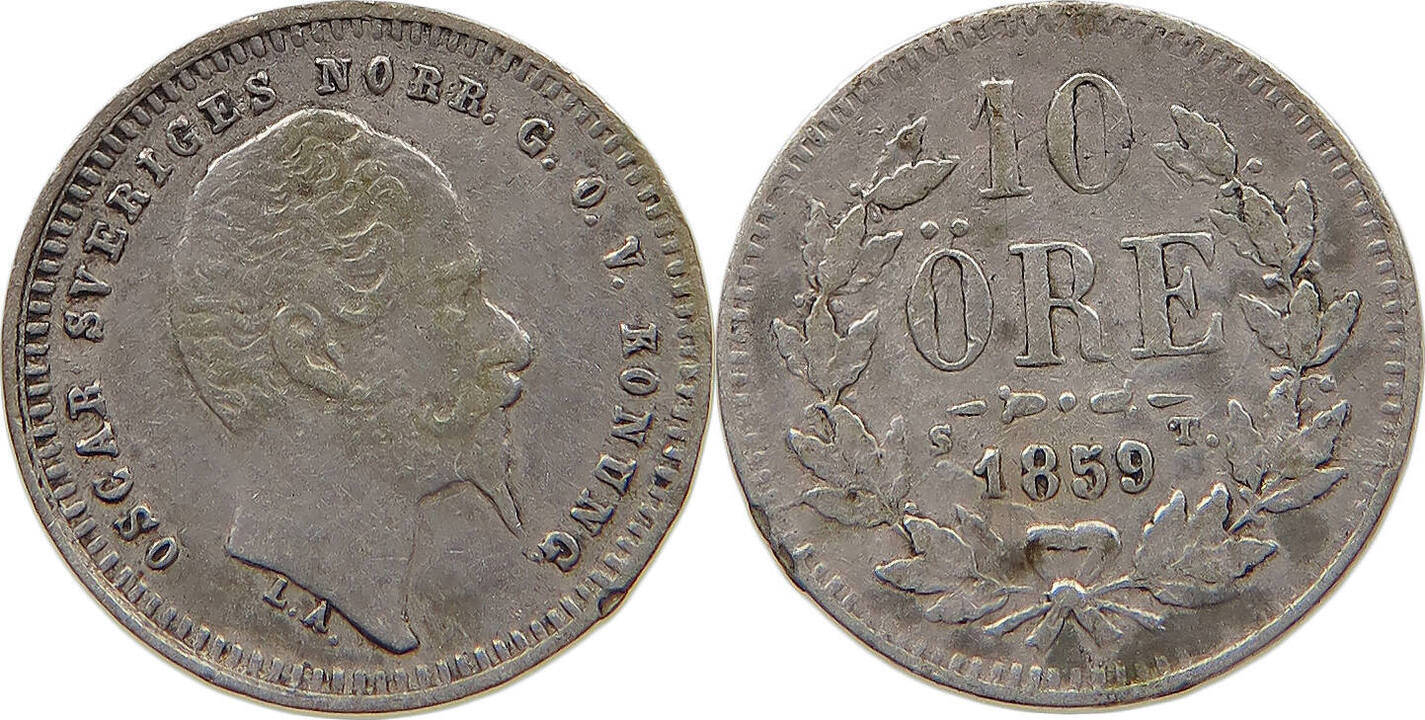 SWEDEN 10 ORE 1859 CHARLES XV. (1859-1872) SS | MA-Shops