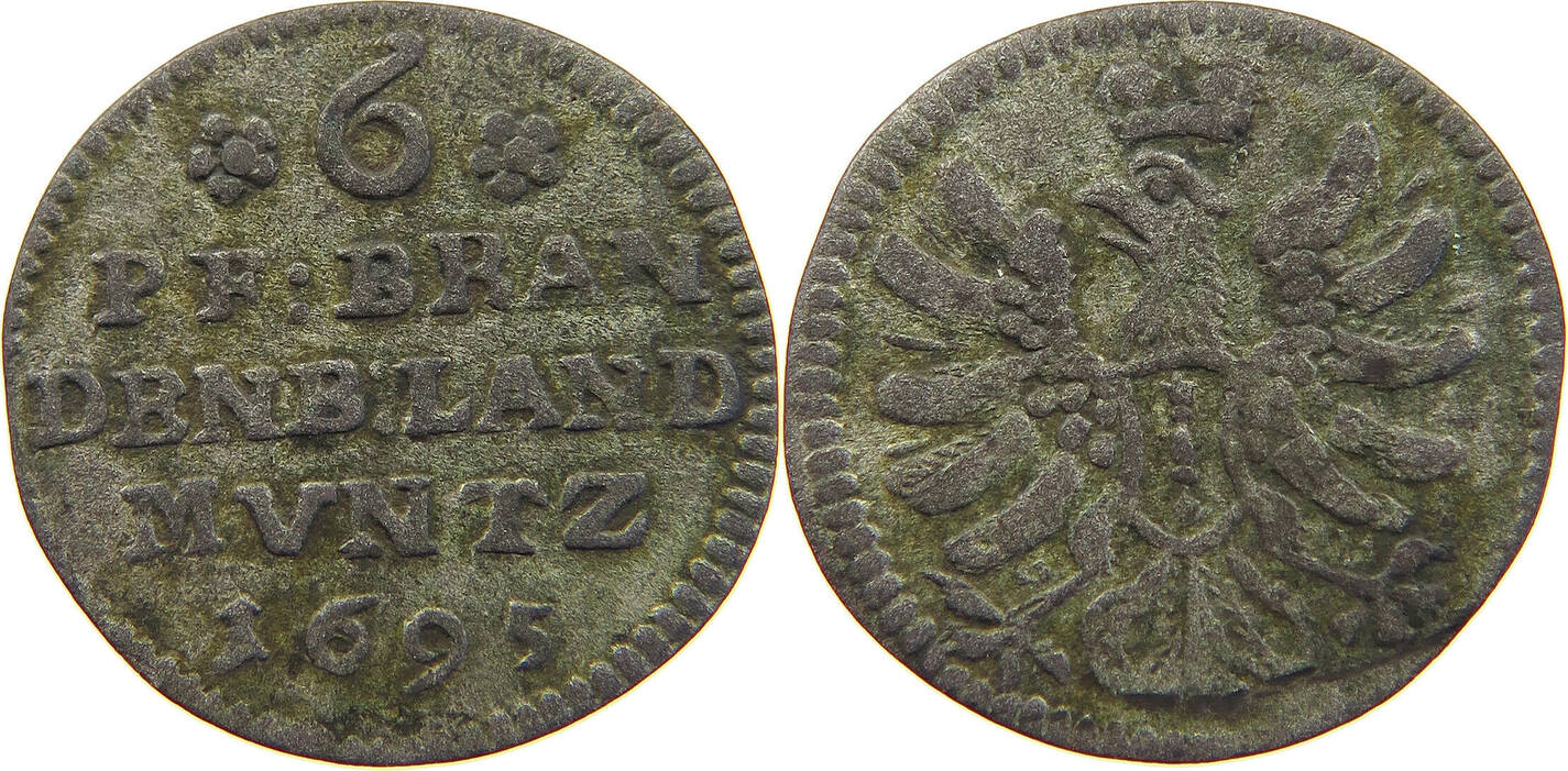 PREUSSEN 6 PFENNIG 1695 Friedrich III. (1688-1701) S-SS | MA-Shops