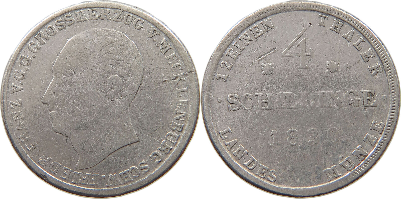 MECKLENBURG SCHWERIN 4 SCHILLING 1830 Friedrich Franz I. (1815-1837) S-SS | MA-Shops