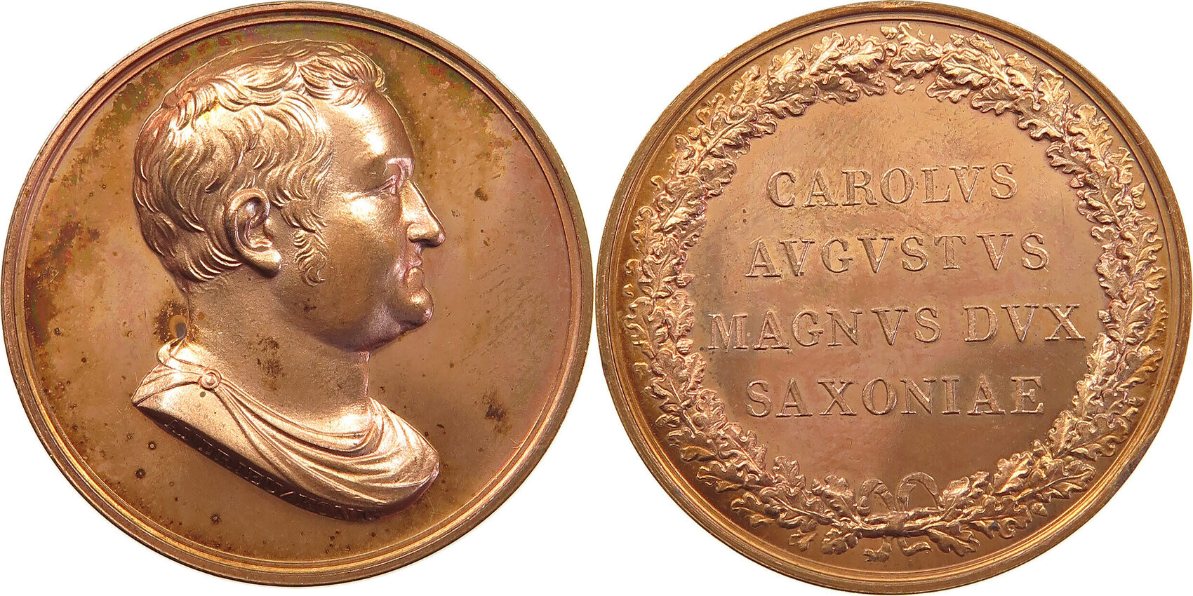 SACHSEN MEDAILLE CAROLUS AUGUSTUS MAGNUS DUX SAXONIAE VZ- SPOTS | MA-Shops