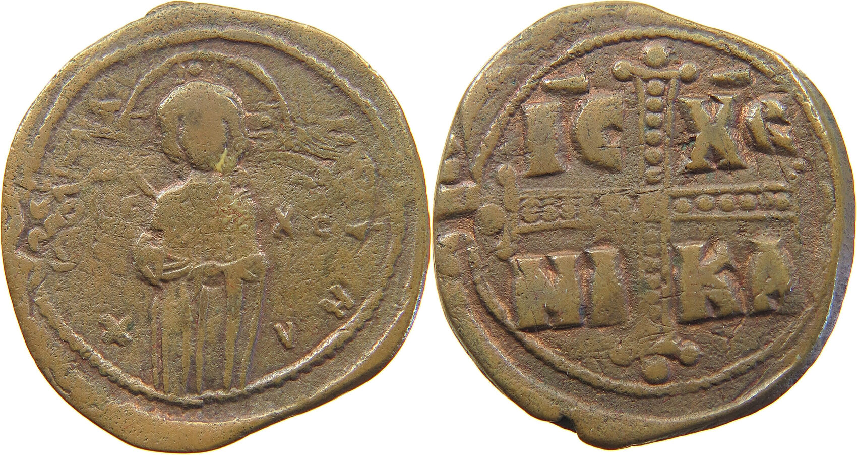 BYZANTINE EMPIRE FOLLIS MICHAEL IV. 1034-1041 OVERSTRUCK S-SS | MA-Shops