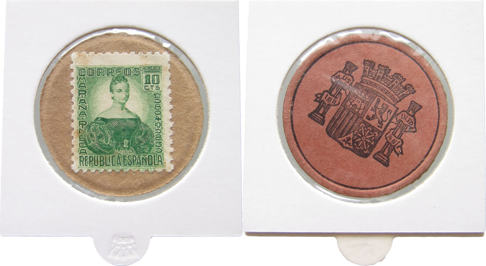 SPAIN ENCASED POSTAGE STAMP 10 CENTIMOS SS+ | MA-Shops