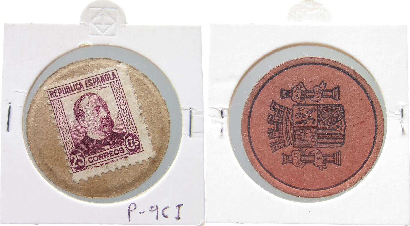 SPAIN ENCASED POSTAGE STAMP 25 CENTIMOS SS+ | MA-Shops