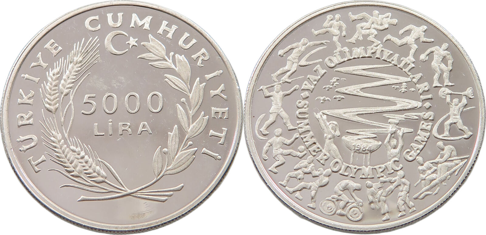 TURKEY 5000 LIRA 1984 PROOF (HAIRLINES) | MA-Shops