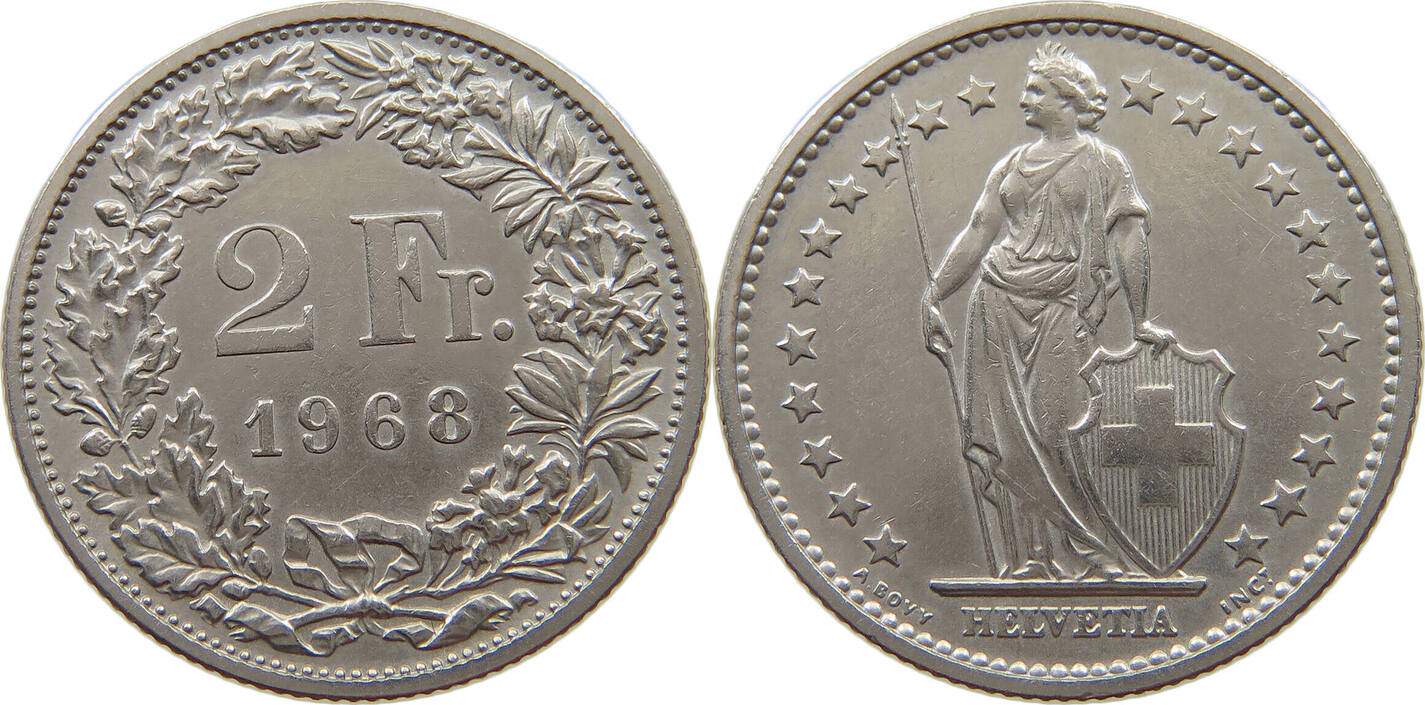 SCHWEIZ 2 FRANKEN FRANCS 1968 SS | MA-Shops
