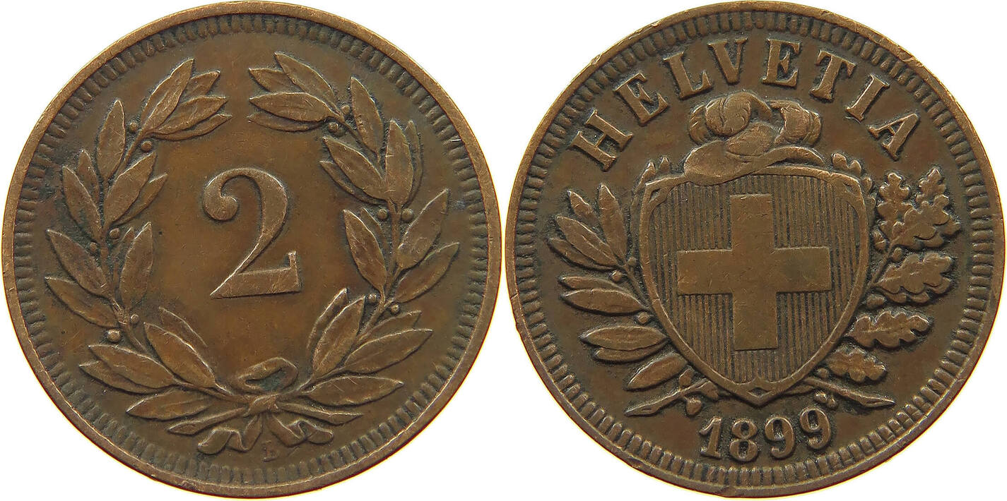 SCHWEIZ 2 RAPPEN 1899 SS | MA-Shops