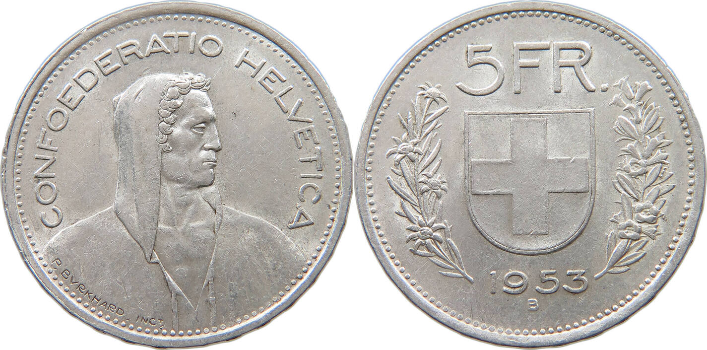 SCHWEIZ 5 FRANKEN FRANCS 1953 SS+ | MA-Shops