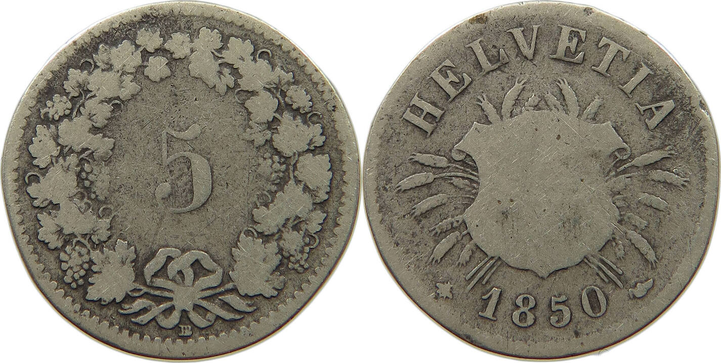 SCHWEIZ 5 RAPPEN 1850 S | MA-Shops