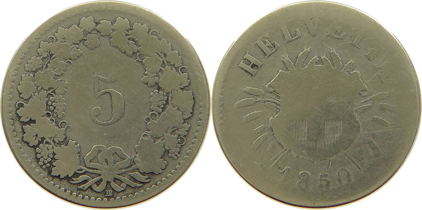 SCHWEIZ 5 RAPPEN 1850 BB S | MA-Shops