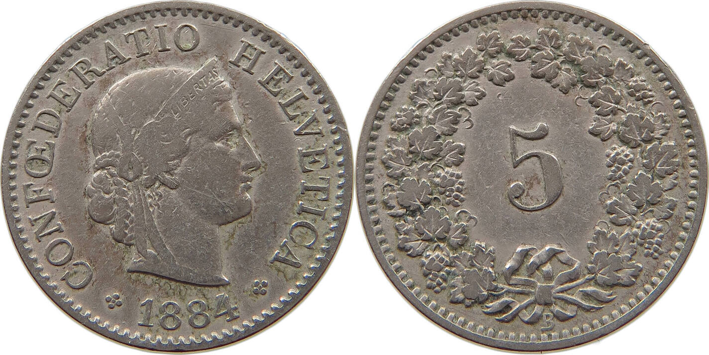SCHWEIZ 5 RAPPEN 1884 SS- | MA-Shops
