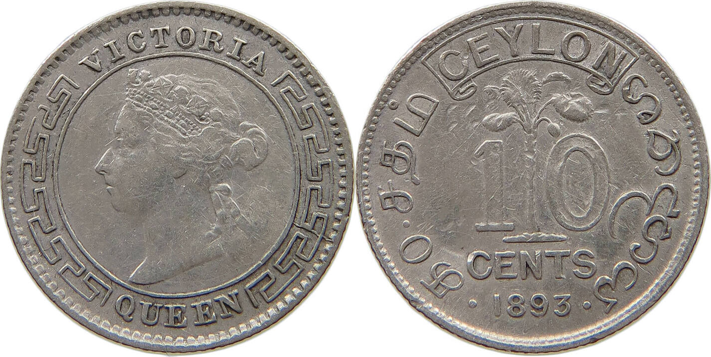 CEYLON 10 CENTS 1893 Victoria 1837-1901 SS/SS- | MA-Shops