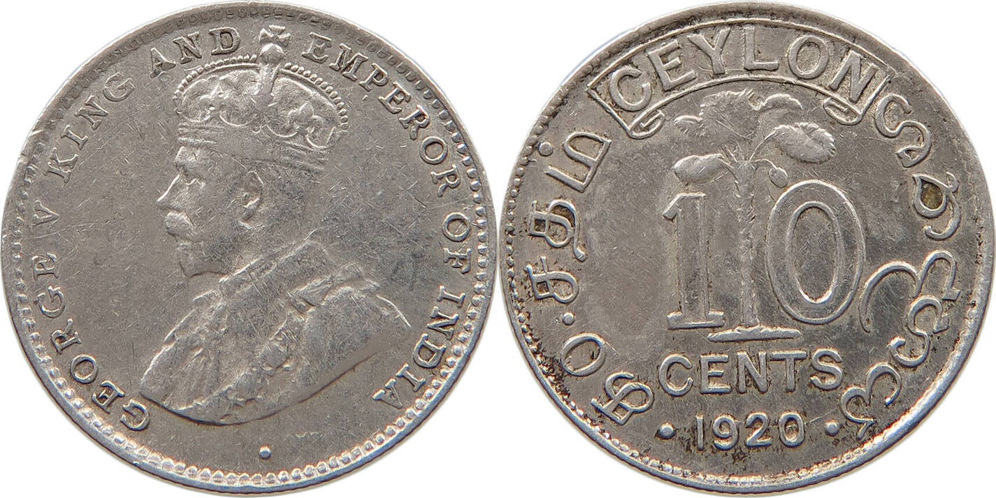 CEYLON 10 CENTS 1920 George V. (1910-1936) SS | MA-Shops