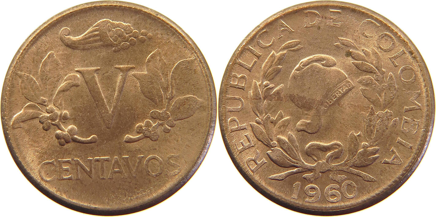 COLOMBIA 5 CENTAVOS 1960 VZ | MA-Shops