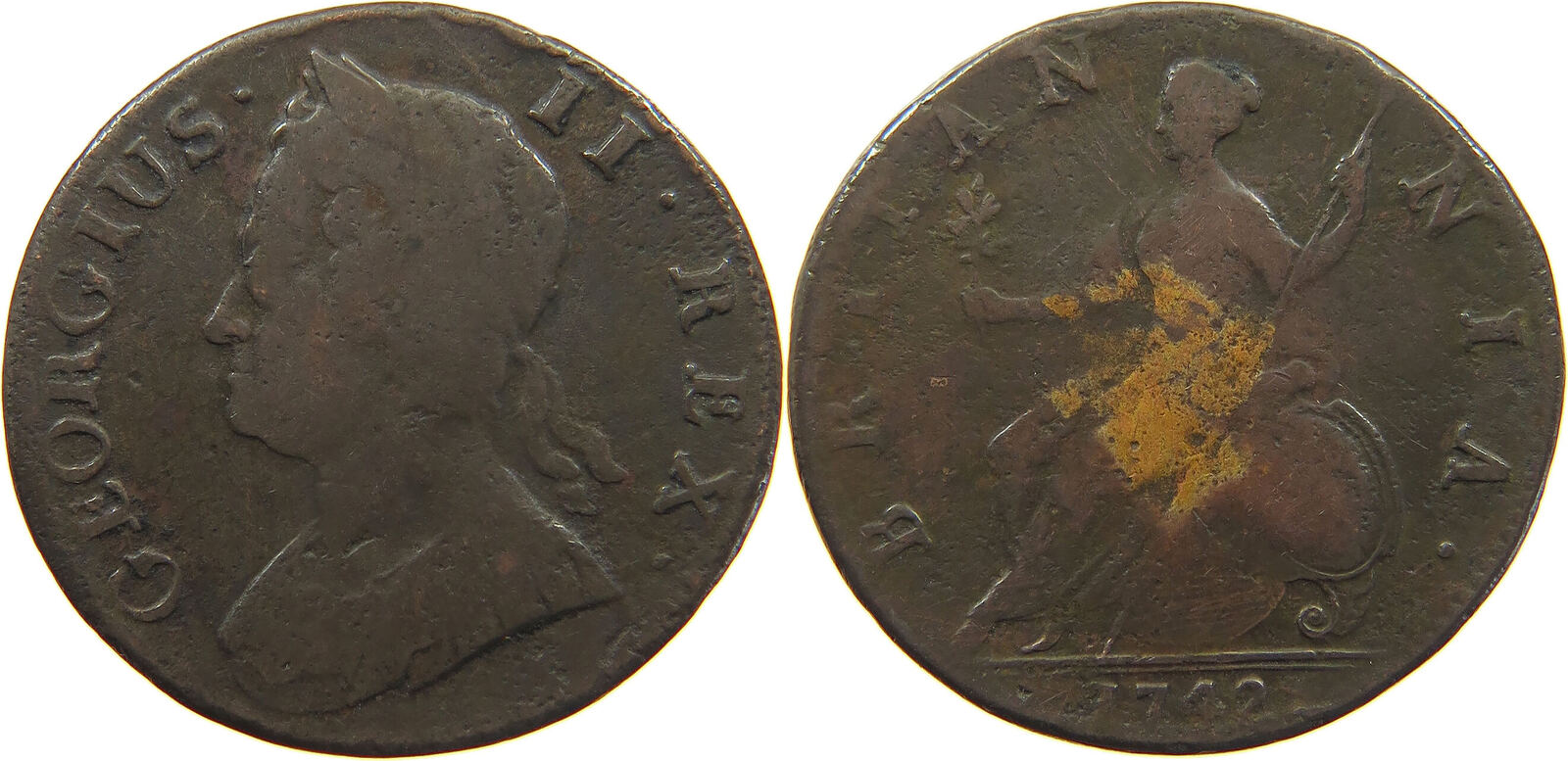 GREAT BRITAIN HALFPENNY 1742 George II. 1727-1760. S | MA-Shops