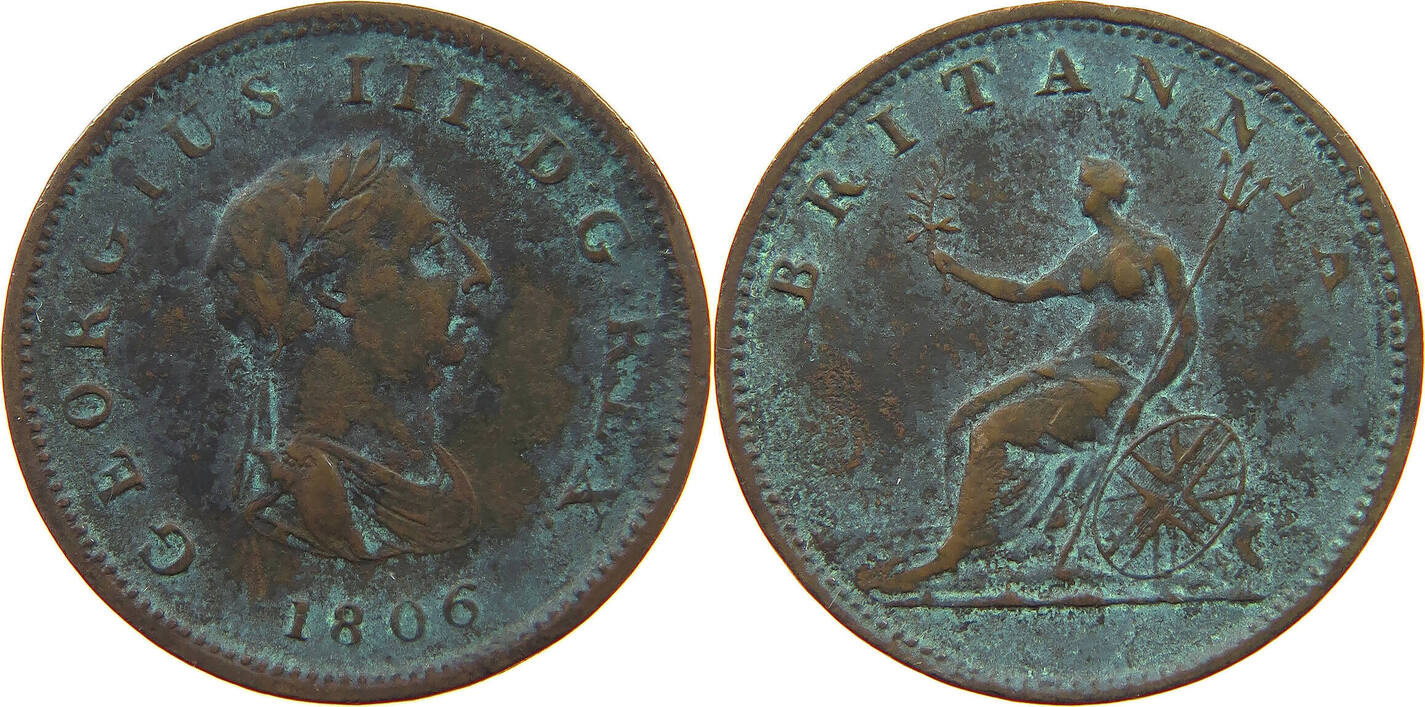 GREAT BRITAIN HALFPENNY 1806 GEORGE III. 1760-1820 S | MA-Shops