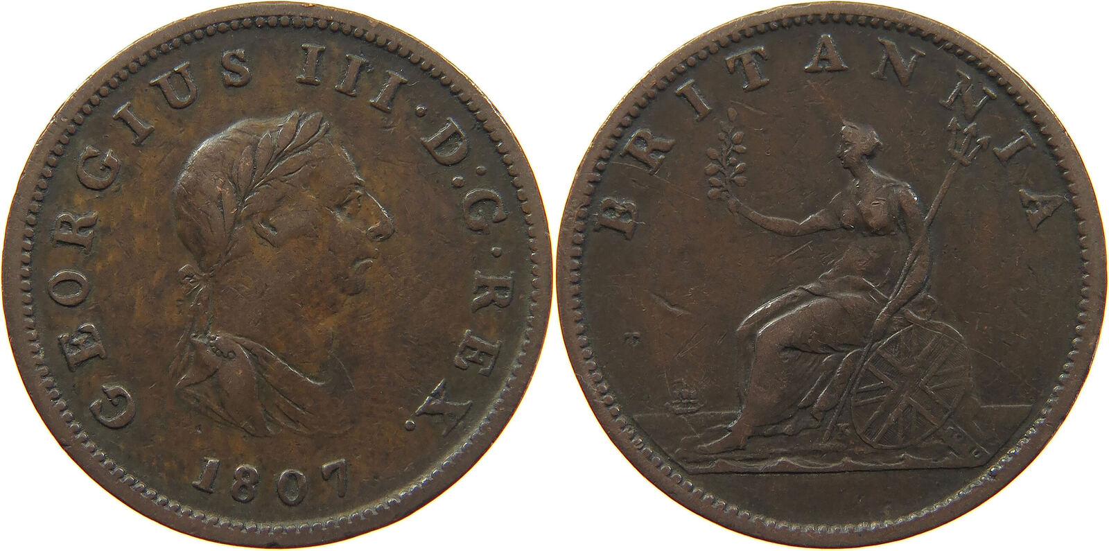 GREAT BRITAIN HALFPENNY 1807 GEORGE III. 1760-1820 SS | MA-Shops