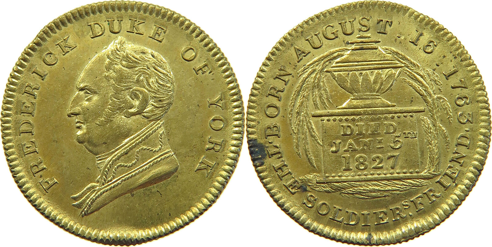 GREAT BRITAIN TOKEN GEORGE IV. (1820-1830) FREDERICK DUKE OF YORK 1827 ...