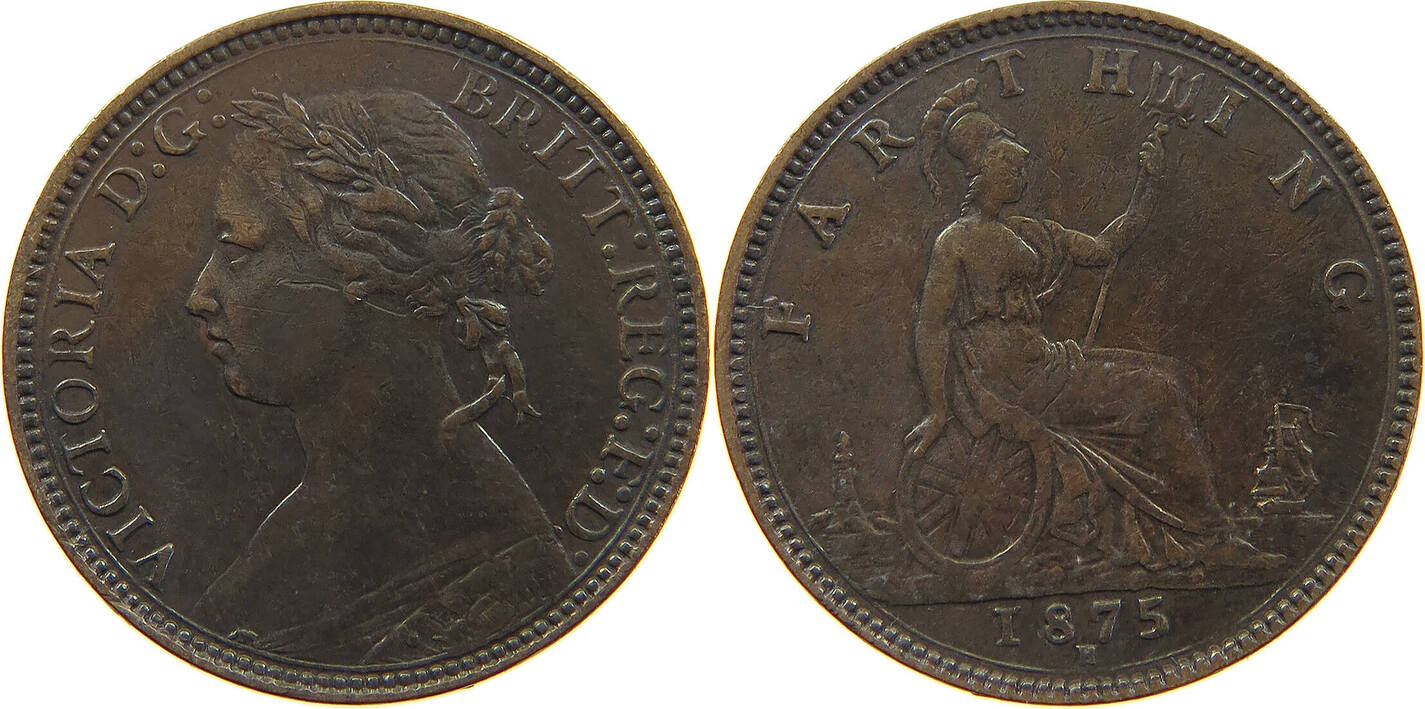 GREAT BRITAIN FARTHING 1875 H Victoria 1837-1901 SS | MA-Shops
