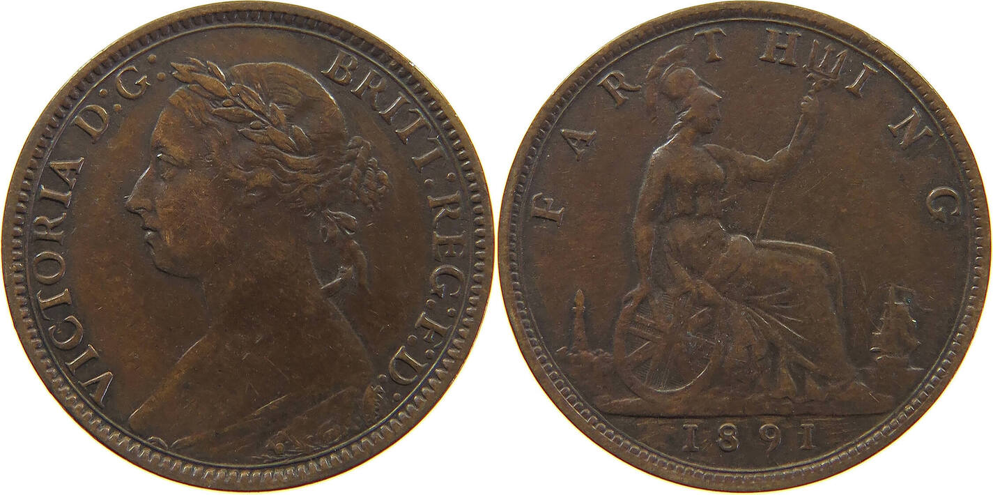 GREAT BRITAIN FARTHING 1891 Victoria 1837-1901 SS | MA-Shops