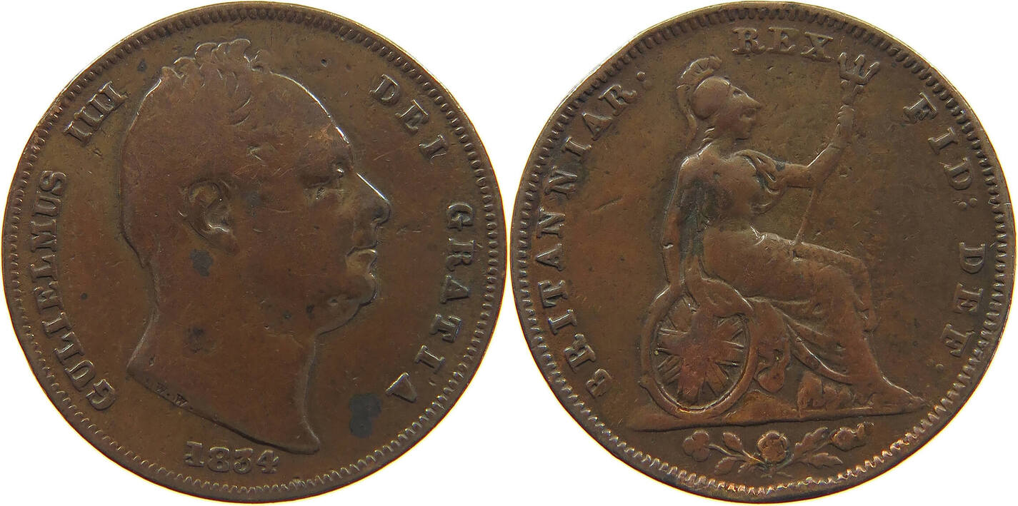 GREAT BRITAIN FARTHING 1834 WILLIAM IV. (1830-1837) S-SS | MA-Shops