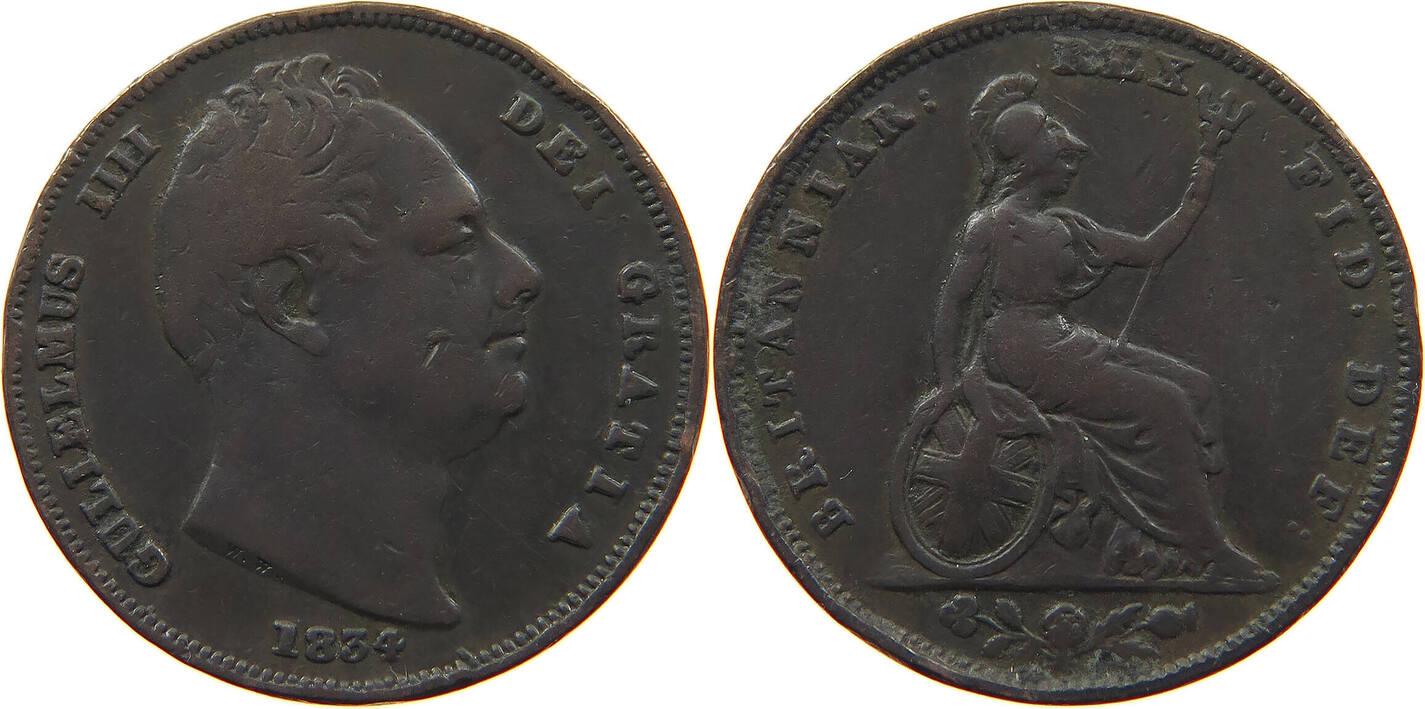 GREAT BRITAIN FARTHING 1834 WILLIAM IV. (1830-1837) S-SS | MA-Shops