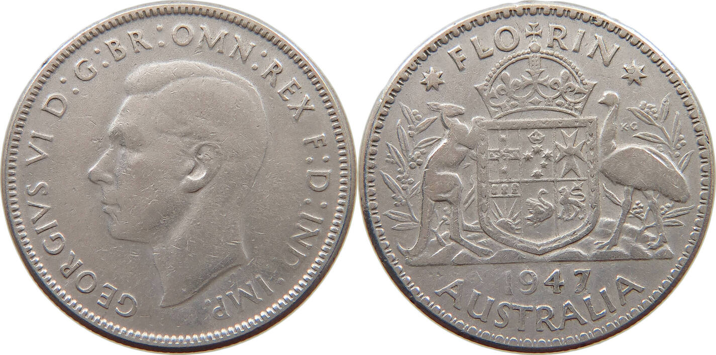 AUSTRALIA FLORIN 1947 George VI. (1936-1952) SS | MA-Shops