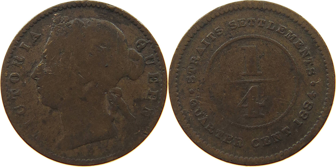 STRAITS SETTLEMENTS 1/4 CENT 1884 Victoria 1837-1901 S | MA-Shops