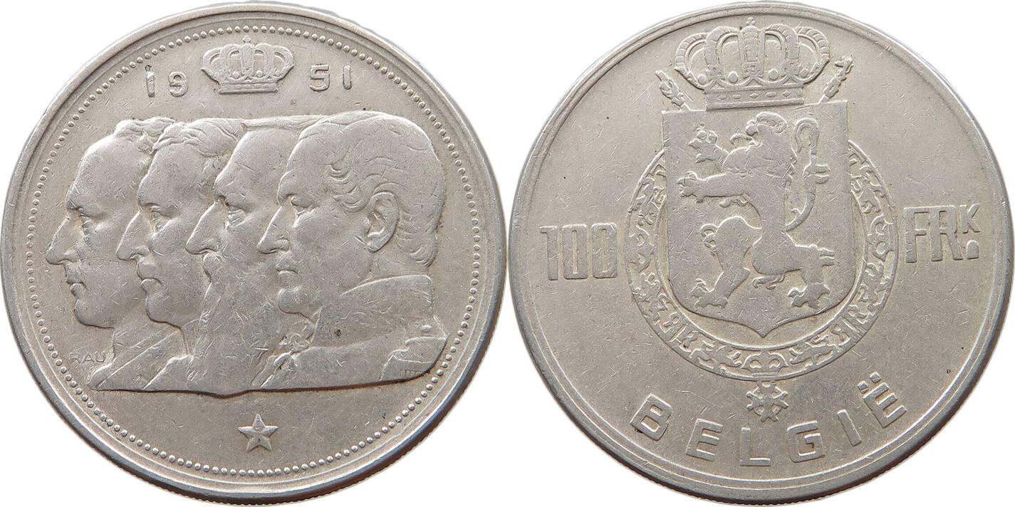 BELGIUM 100 FRANCS 1951 LEOPOLD III. (1934-1951) SS | MA-Shops