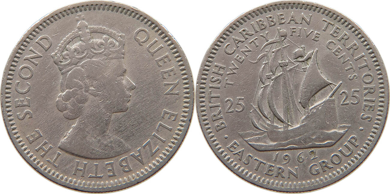 BRITISH CARIBBEAN TERRITORIES 25 CENTS 1962 Elizabeth II. (1952-) SS ...