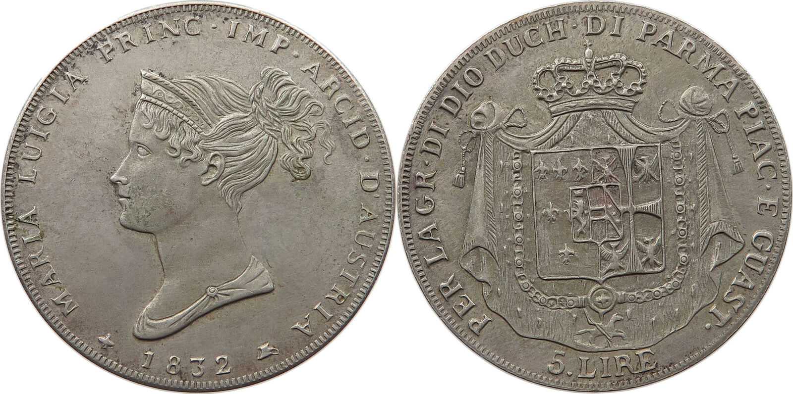 ITALY STATES PARMA 5 LIRE 1832 FORGERY, RESTRIKE, COPY, NACHPRÄGUNG SS ...
