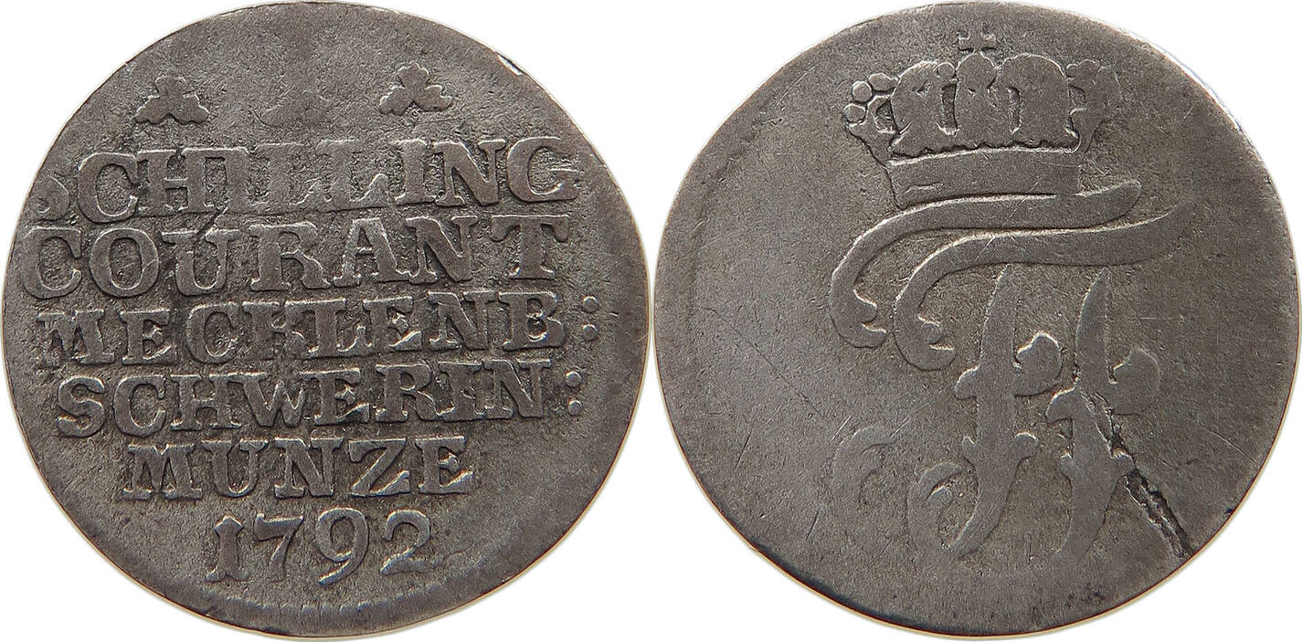 MECKLENBURG SCHWERIN SCHILLING 1792 Friedrich Franz I., 1785 - 1837 S | MA-Shops